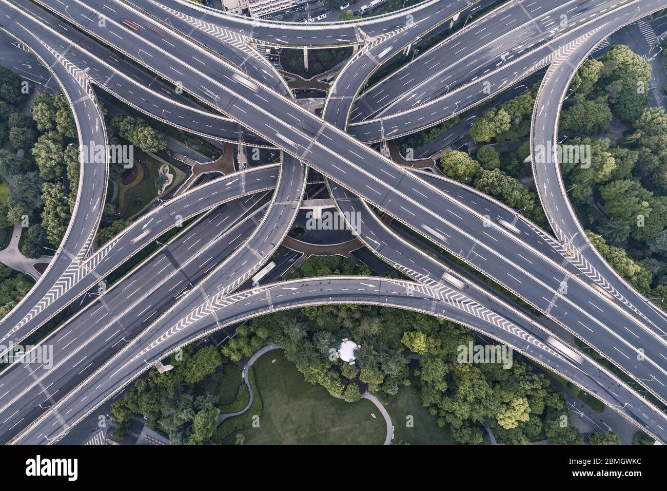 Aerial view of highway and overpass in city Stock Photo - Alamy