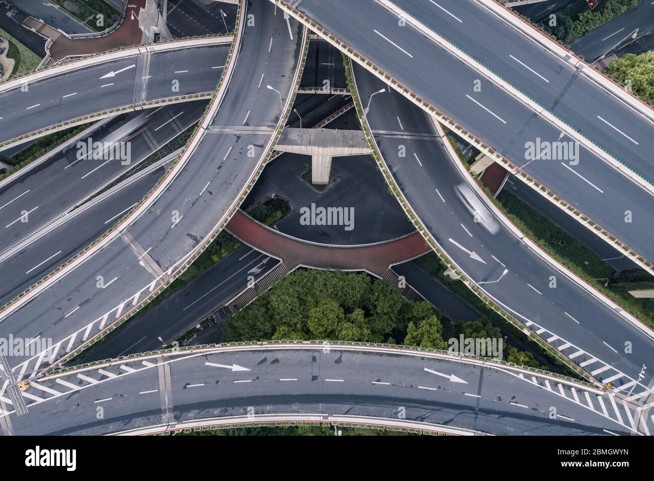 Aerial view of highway and overpass in city Stock Photo - Alamy