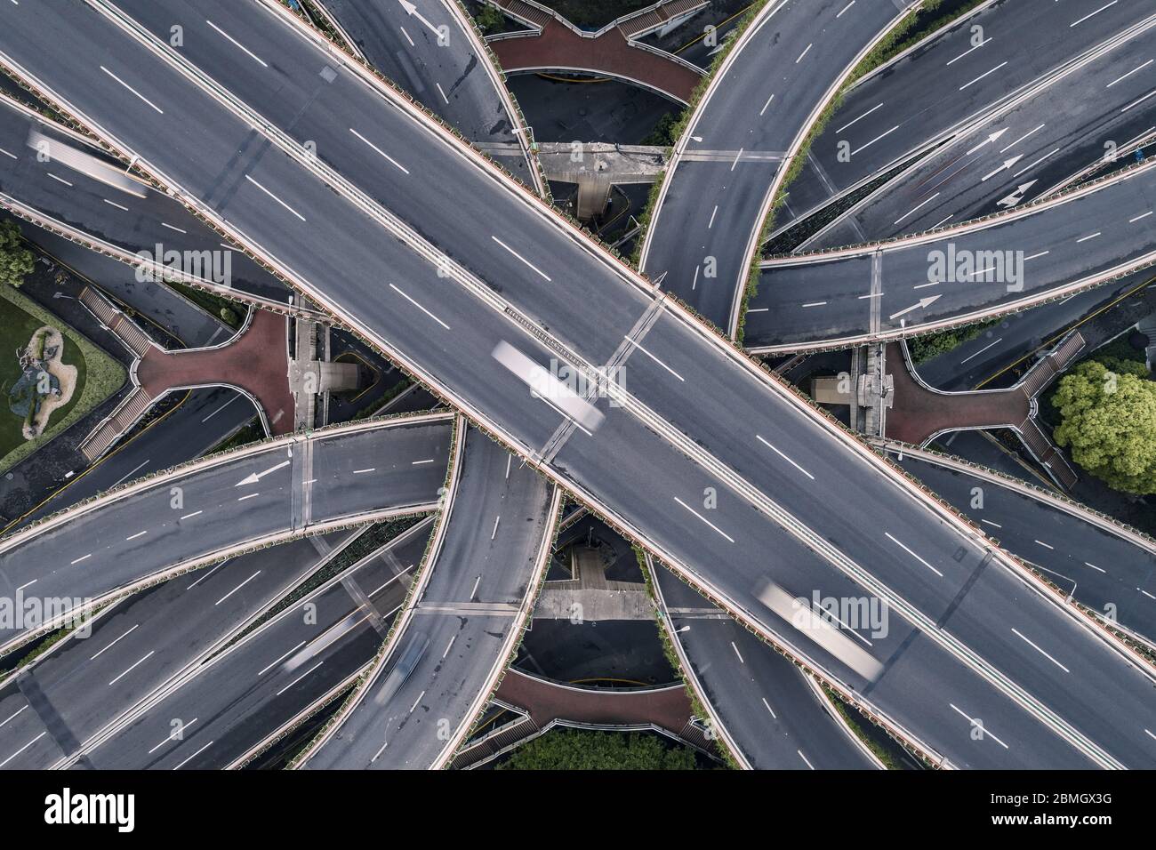 Aerial view of highway and overpass in city Stock Photo - Alamy
