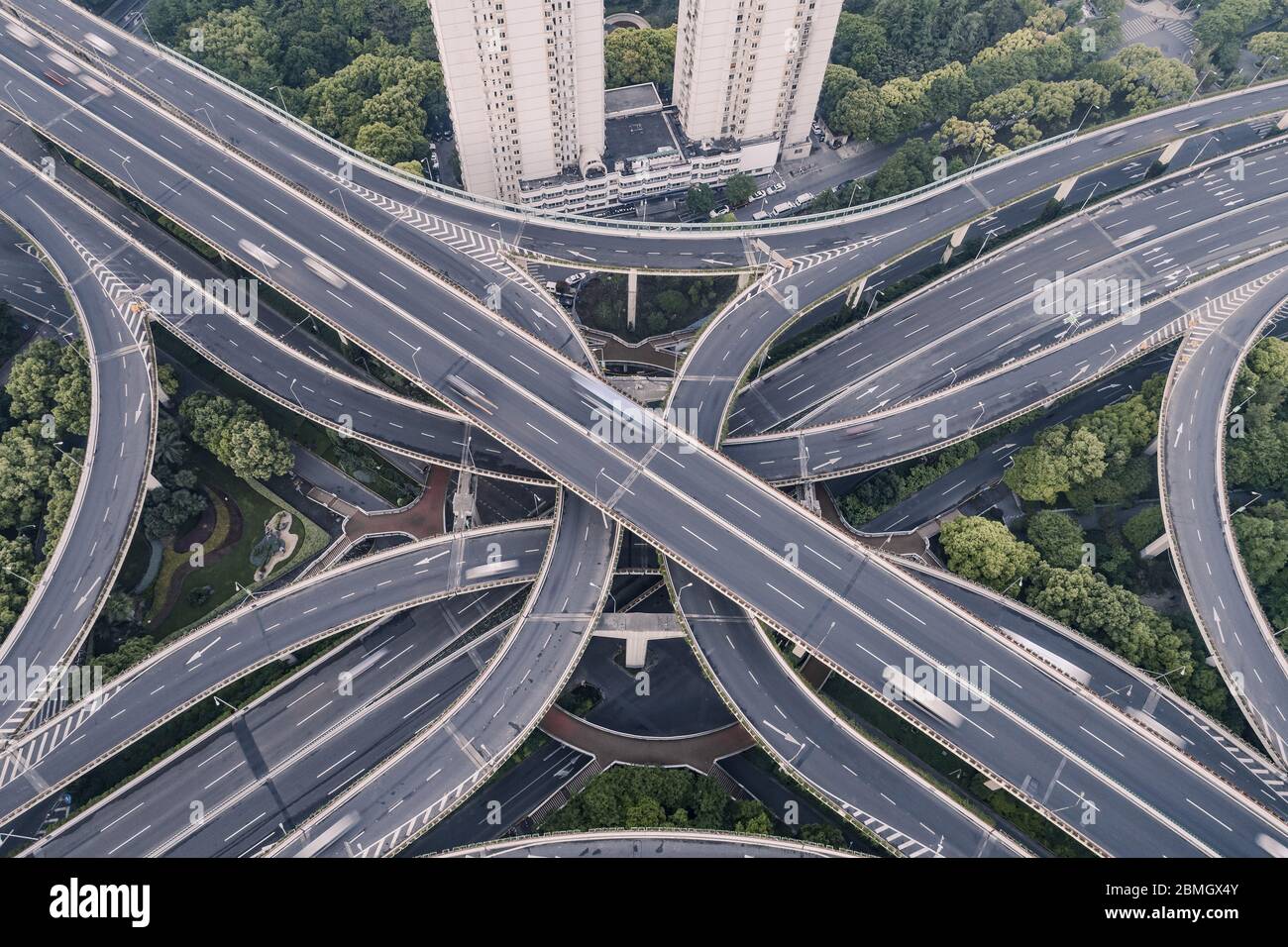 Aerial view of highway and overpass in city Stock Photo - Alamy