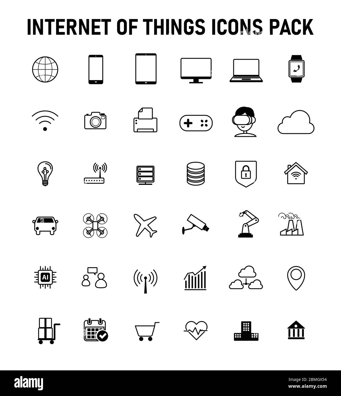 Internet of things icon set on white background, for technology and ...