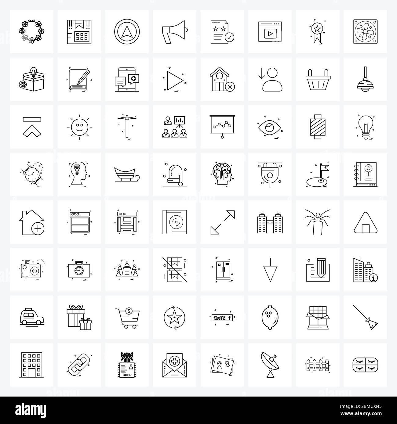 Set of 64 Line Icon Signs and Symbols of policy, document, up, data ...