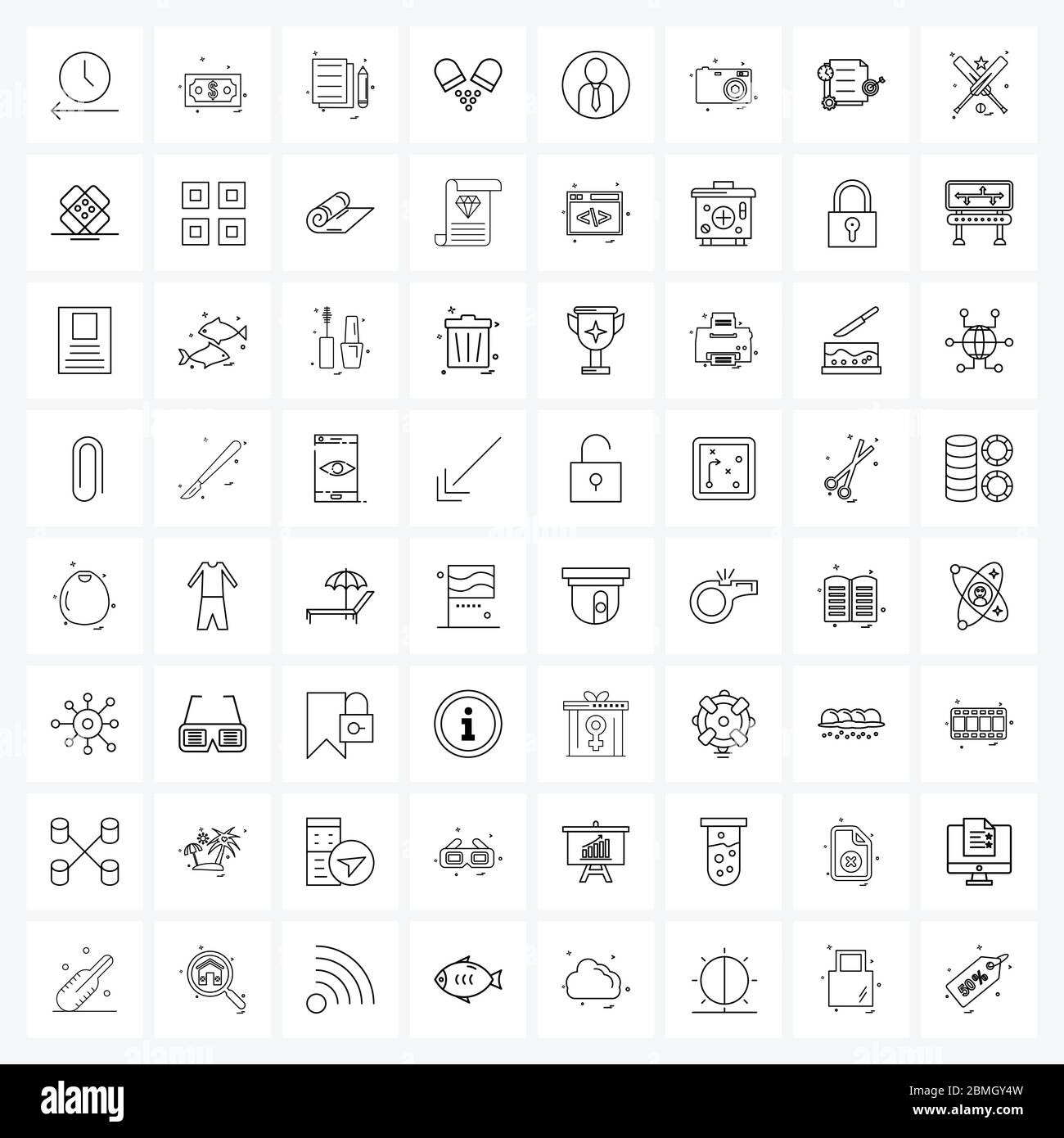 UI Set of 64 Basic Line Icons of dp, profile, pencil, hospital, pills ...