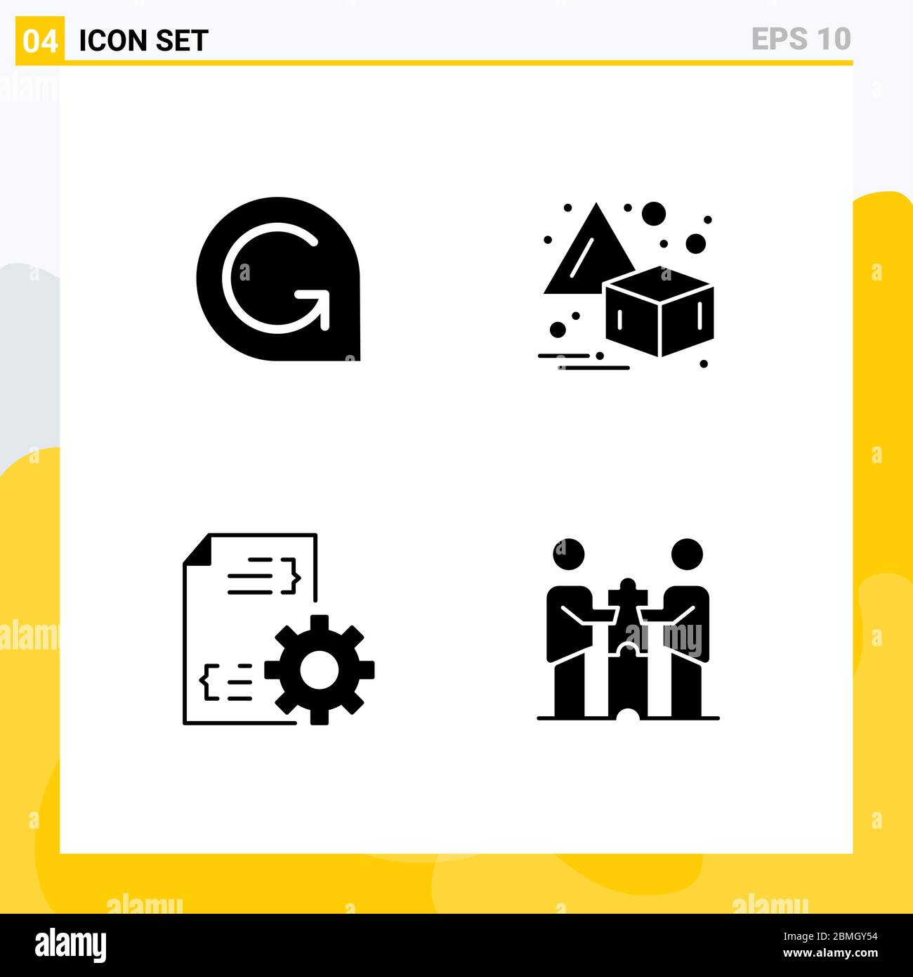 Group of 4 Solid Glyphs Signs and Symbols for game credits, file ...