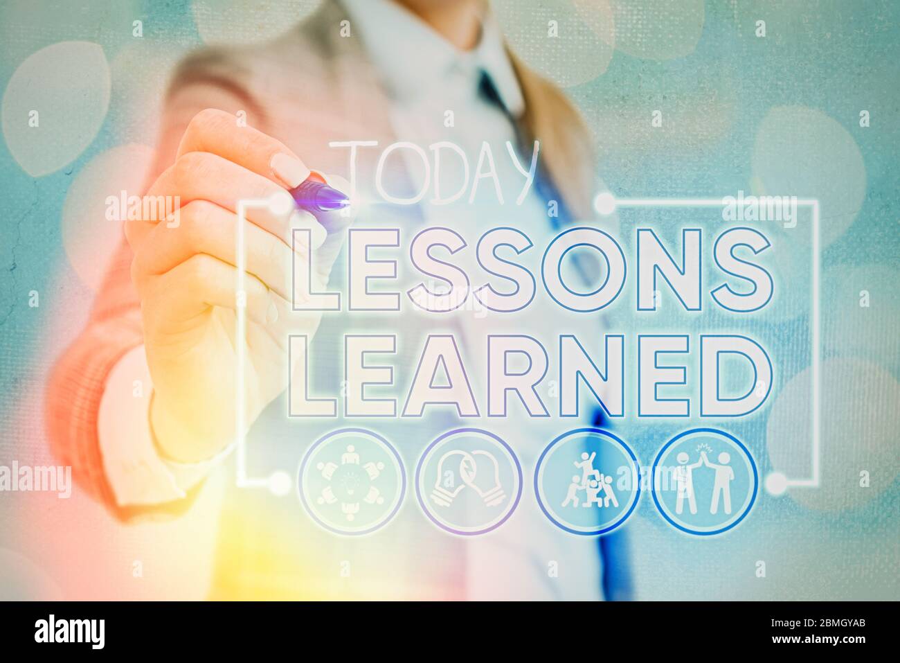 Writing note showing Lessons Learned. Business concept for information ...
