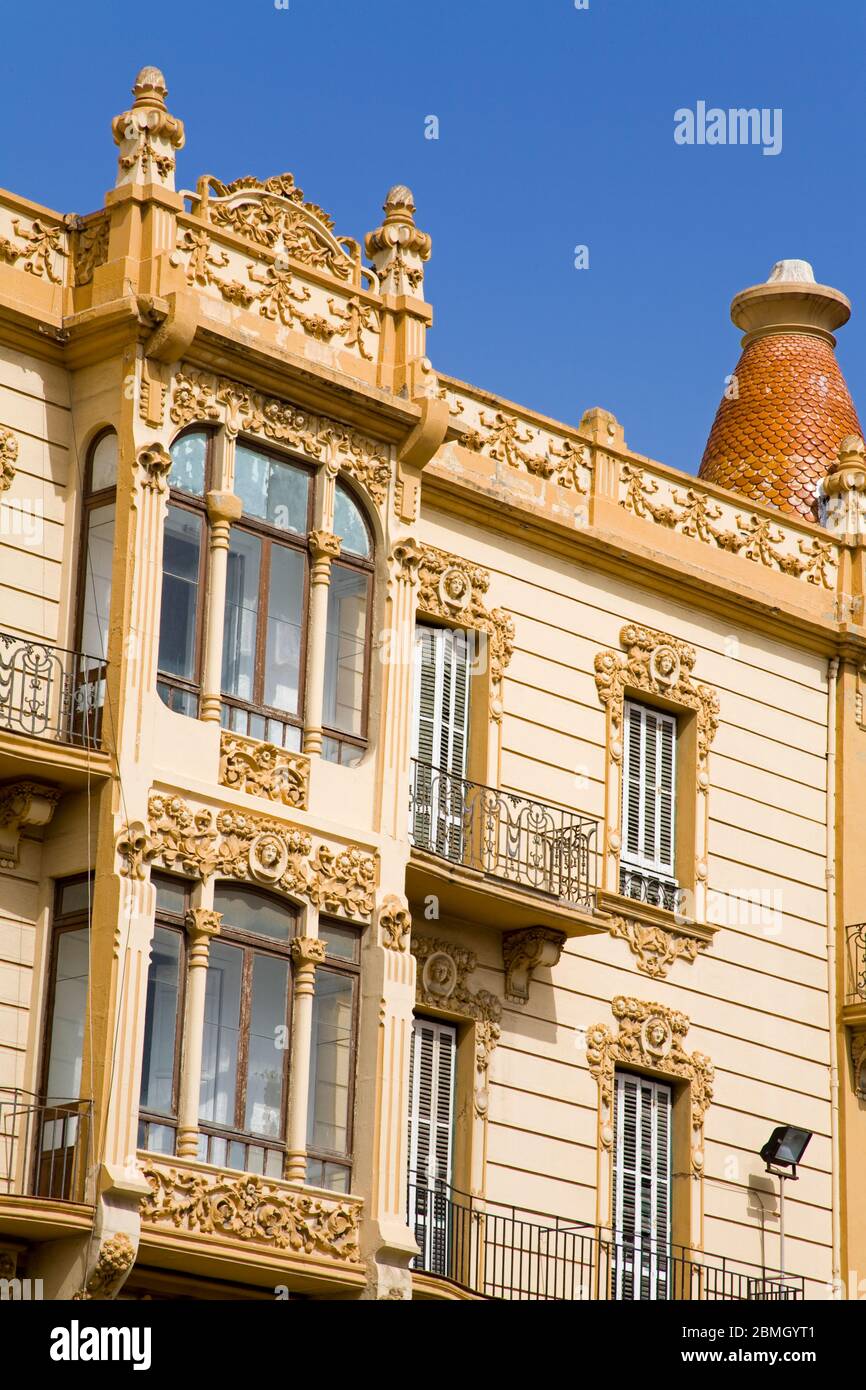 Modernist style building in Plaza M. Pelayo, Melilla, Spanish Morocco ...