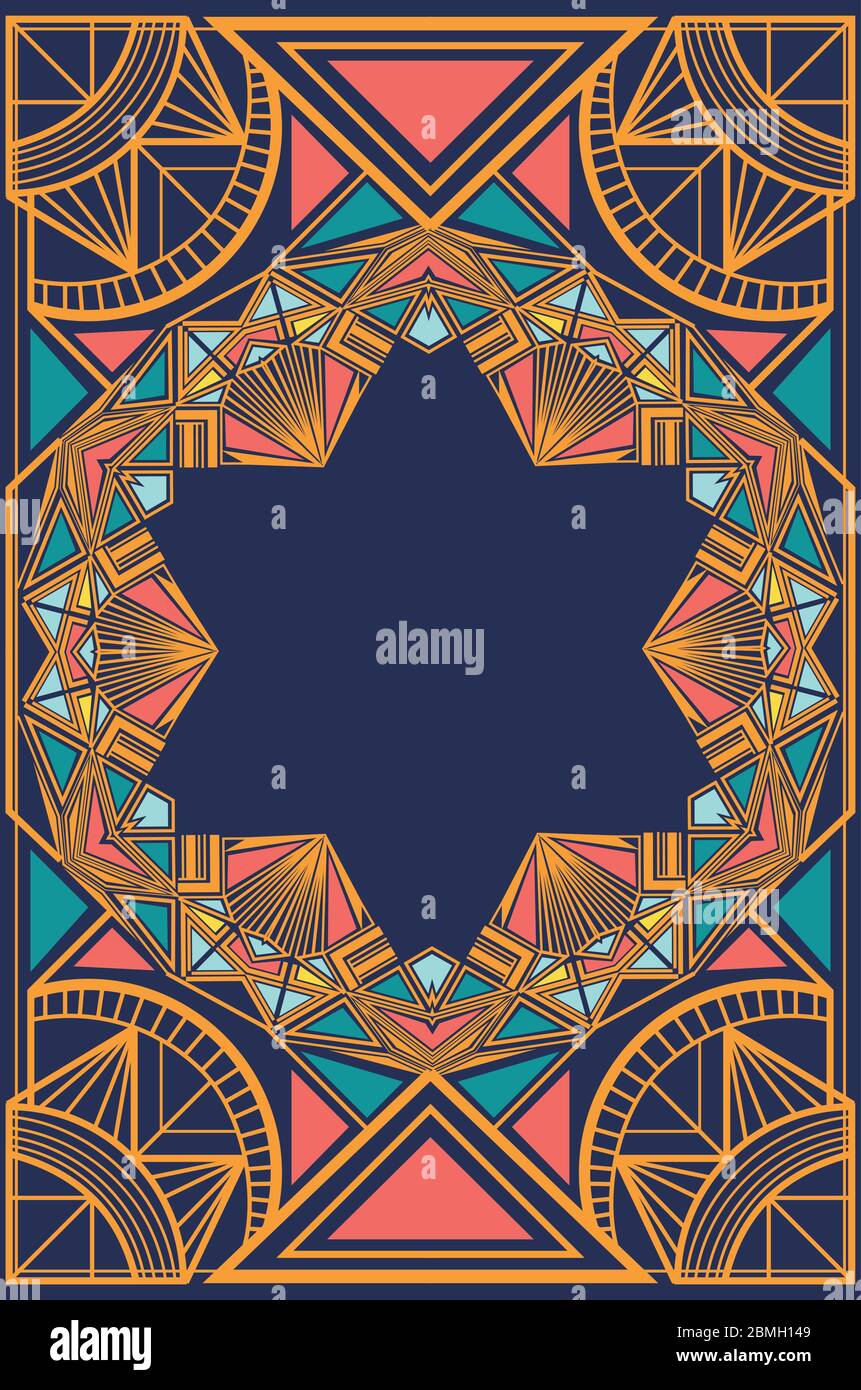 Decorative retro frame made of geometric elements, art deco style Stock ...