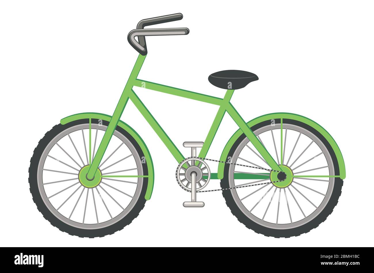 Colorful cartoon bicycle, simple design illustration on white ...