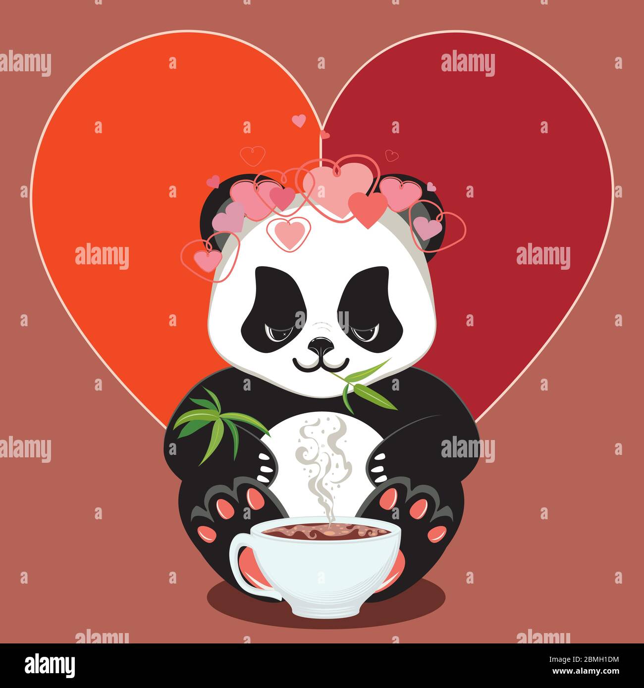 Cute cartoon panda bear with red heart design Stock Vector Image & Art ...