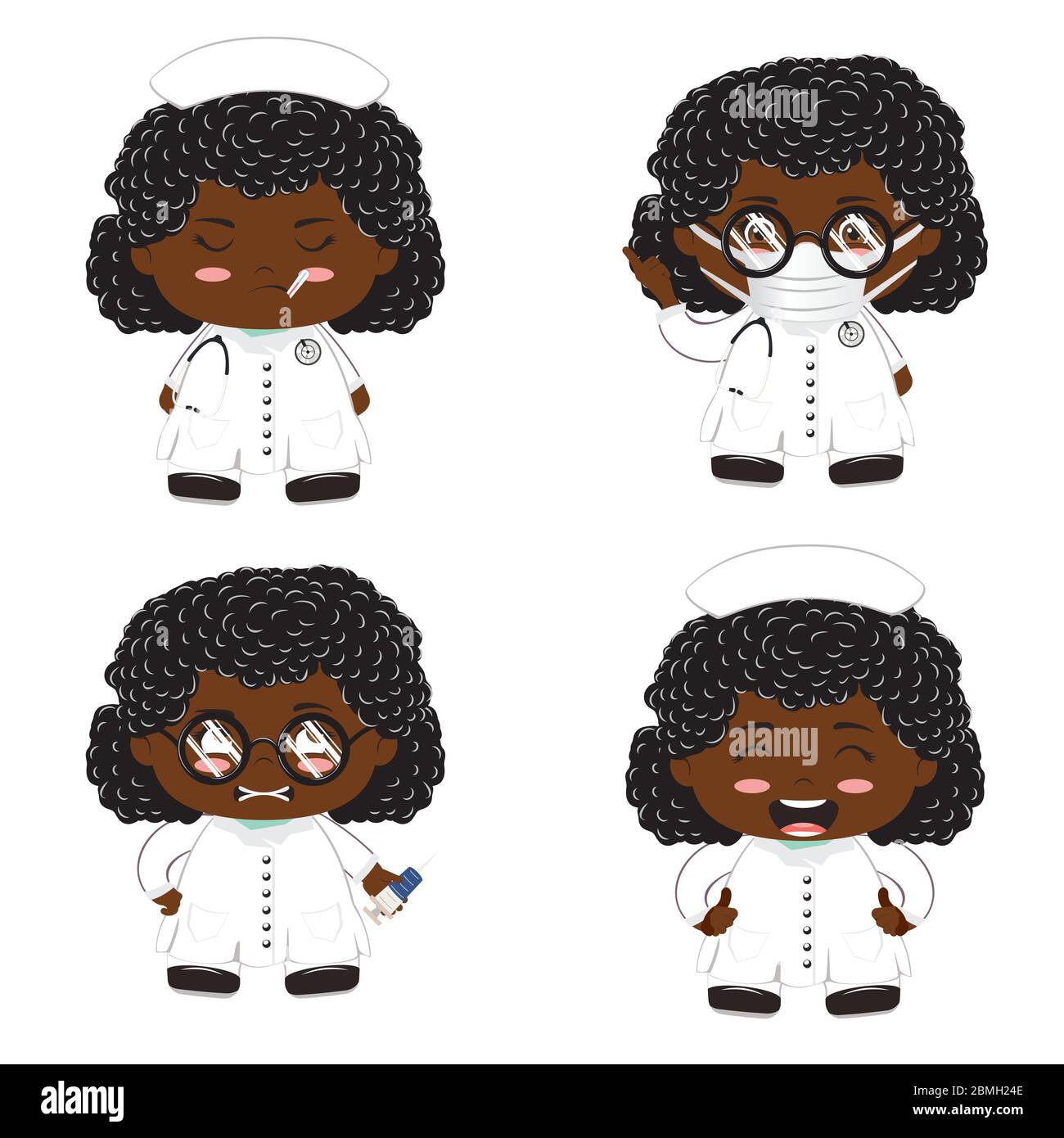 Cute cartoon female doctor with medical stethoscope set Stock Vector ...