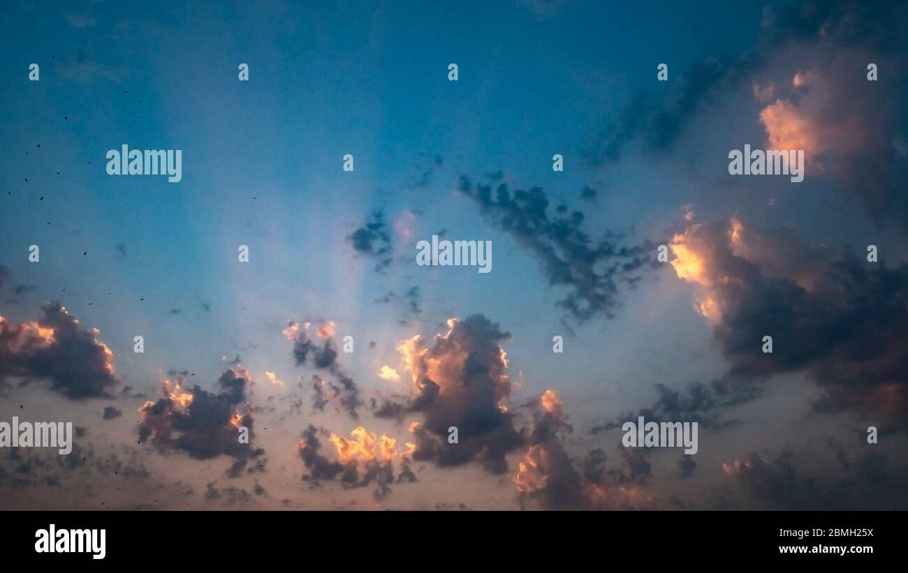 BEAUTIFUL CLOUDS WITH SUN RAYS AS POLLUTION DROPS DUE TO LOCKDOWN Stock ...