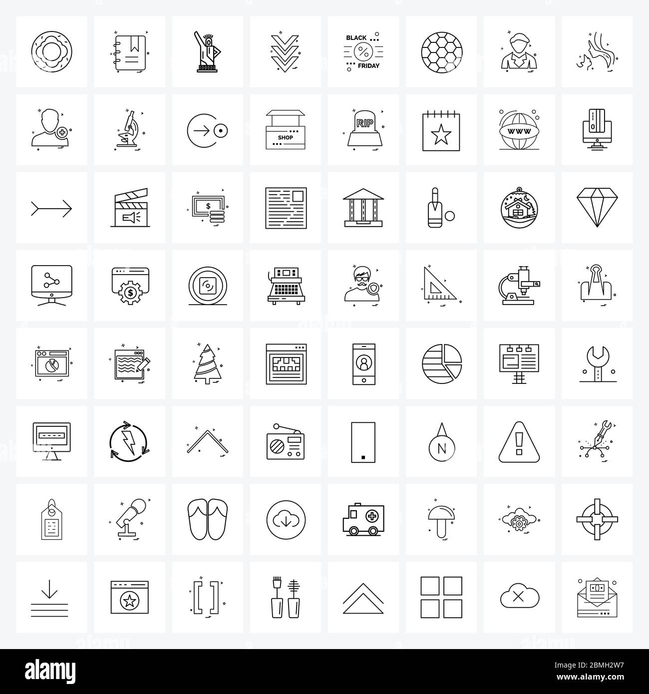 Pack of 64 Universal Line Icons for Web Applications Friday, down ...