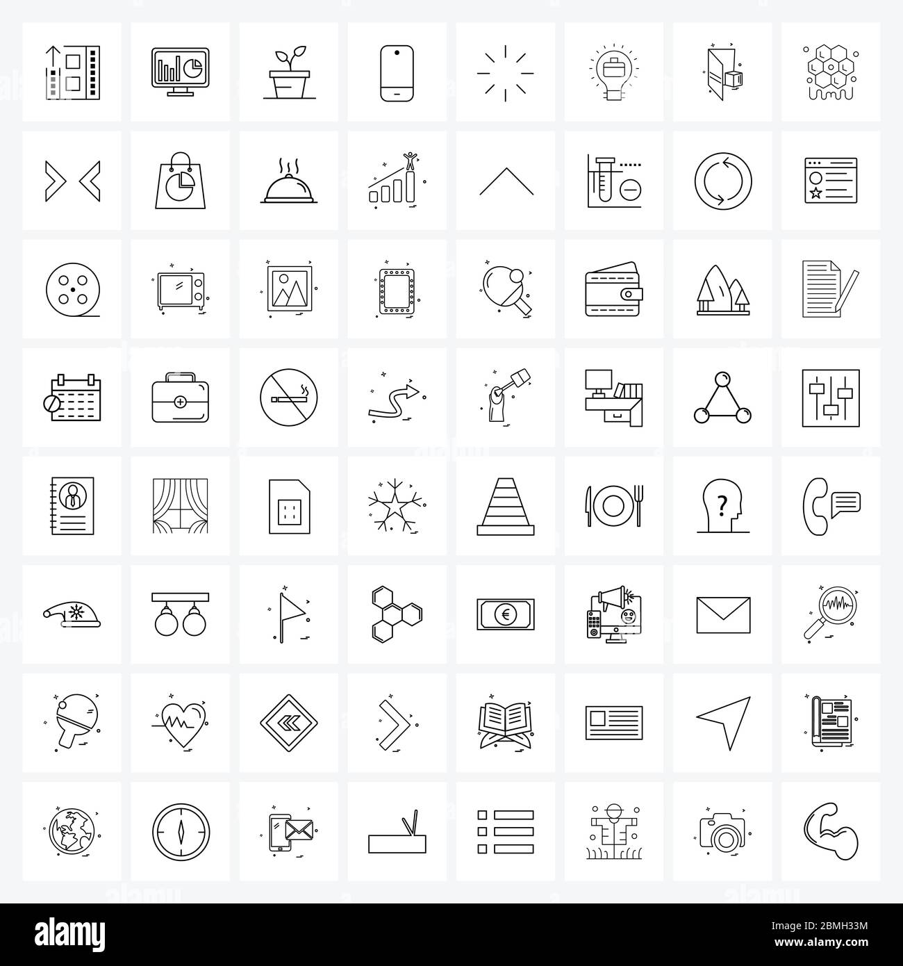 Universal Symbols of 64 Modern Line Icons of waiting, loading, growth ...