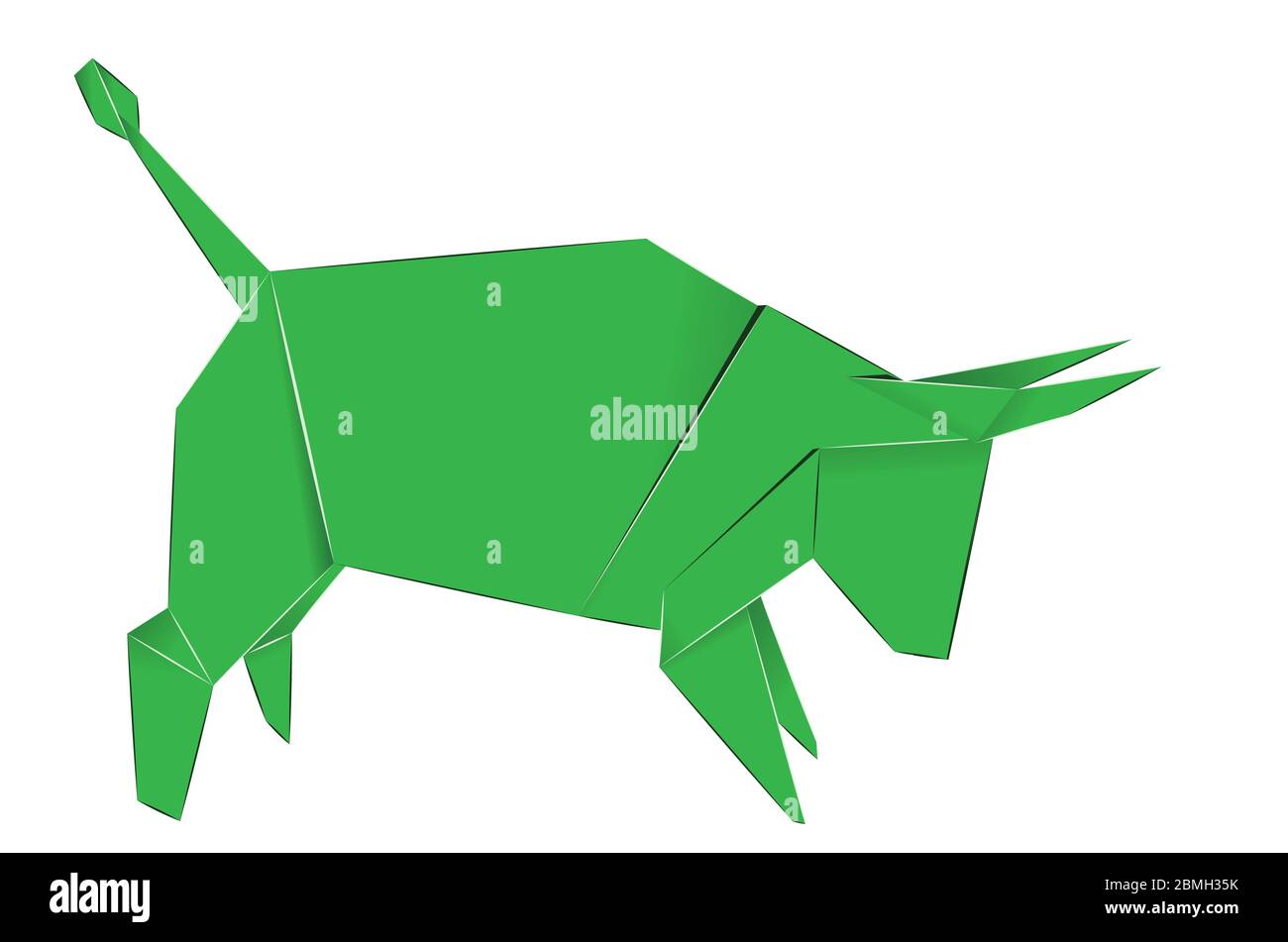 Geometric illustration of green bull origami style design Stock Vector ...