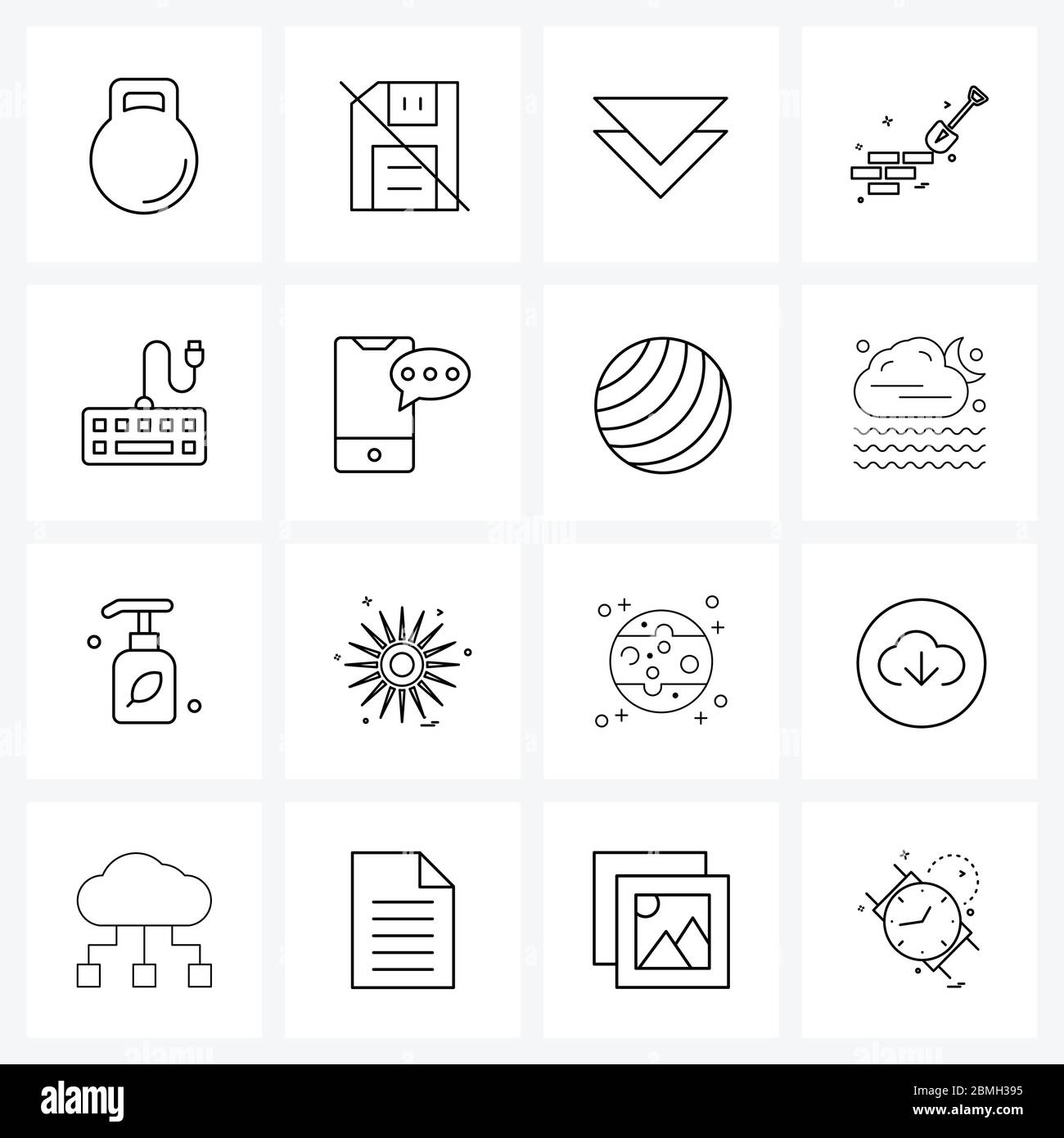 16 Universal Icons Pixel Perfect Symbols of computer keyboard, spade ...