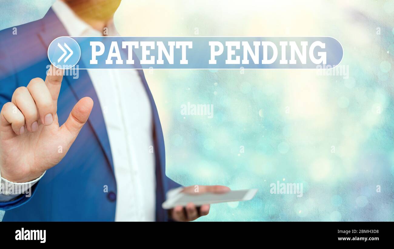 Text sign showing Patent Pending. Business photo showcasing Request ...