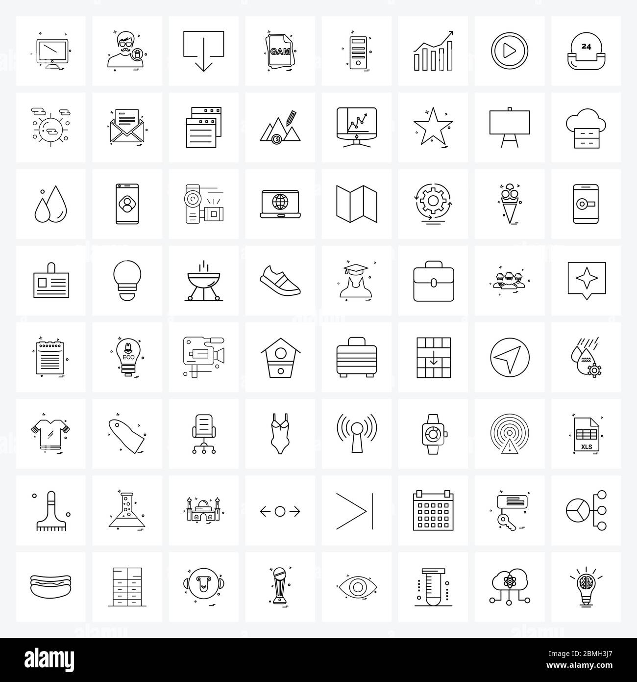 64 Editable Vector Line Icons and Modern Symbols of computer, gam ...