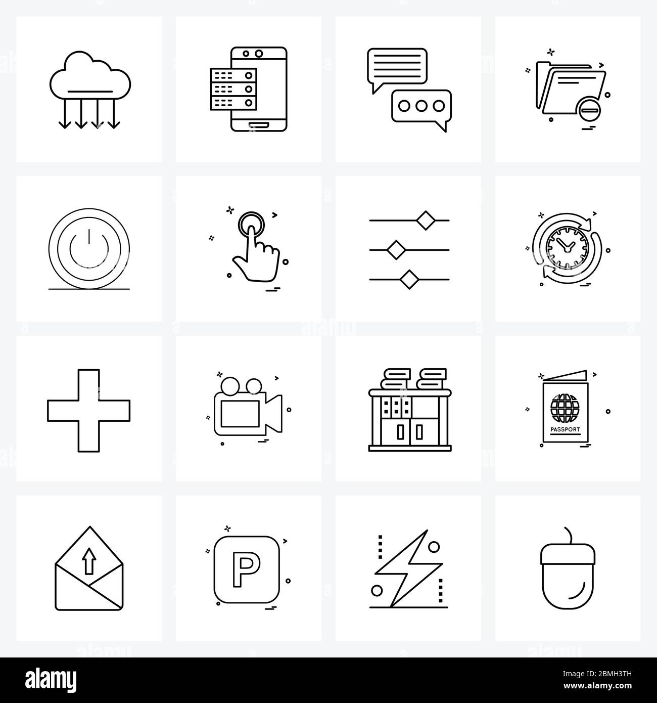16 Universal Icons Pixel Perfect Symbols of ui, power, chat, folders ...