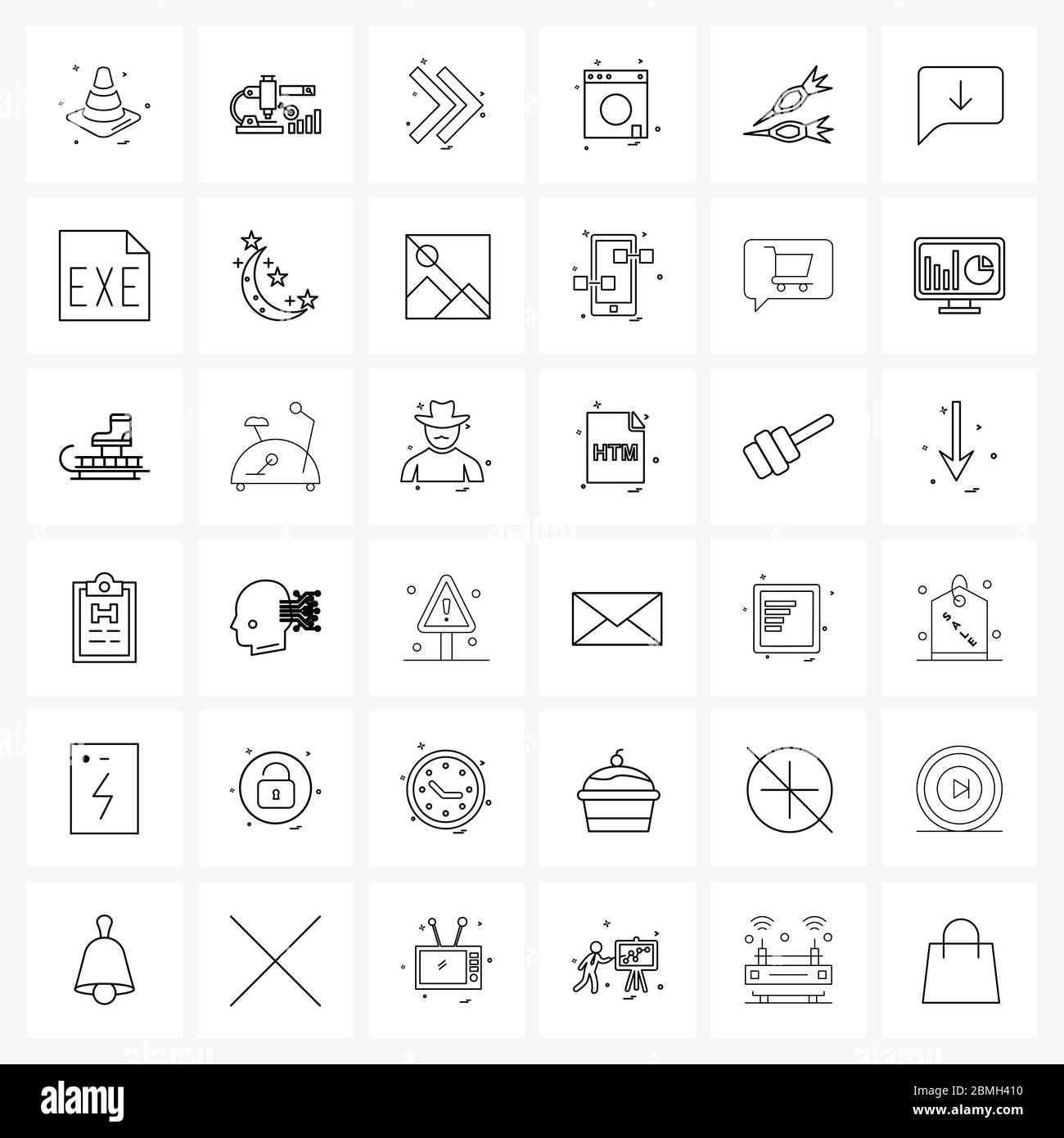 Line Icon Set of 36 Modern Symbols of focus, game, direction, dart ...