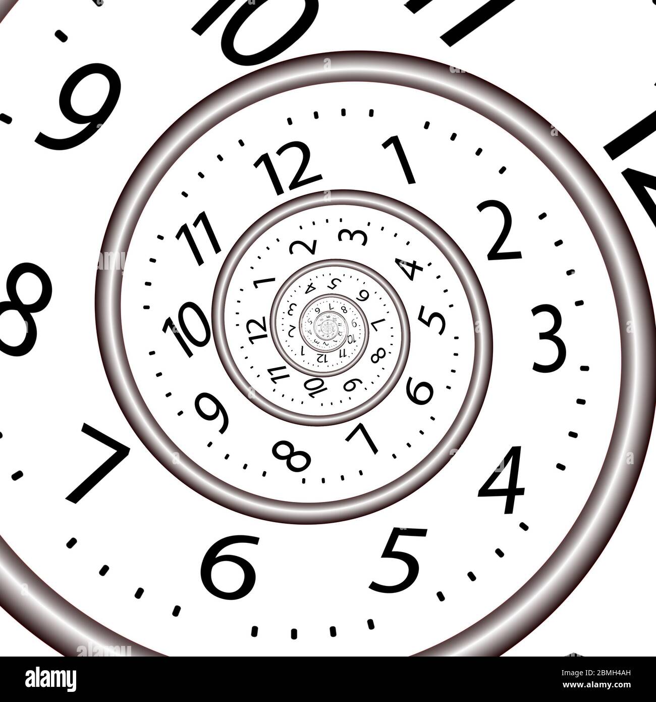 Spiral clock - Concept of infinite time Stock Photo - Alamy