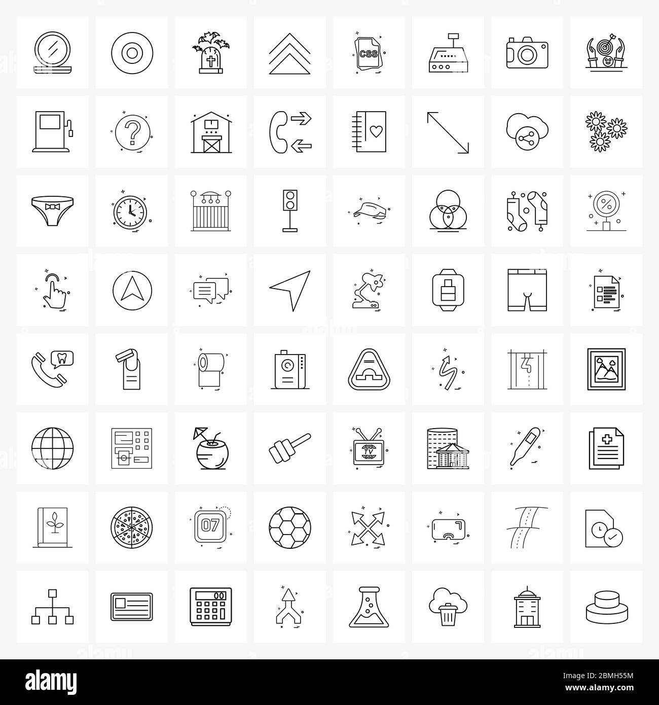 Universal Symbols of 64 Modern Line Icons of files, file type, grave ...
