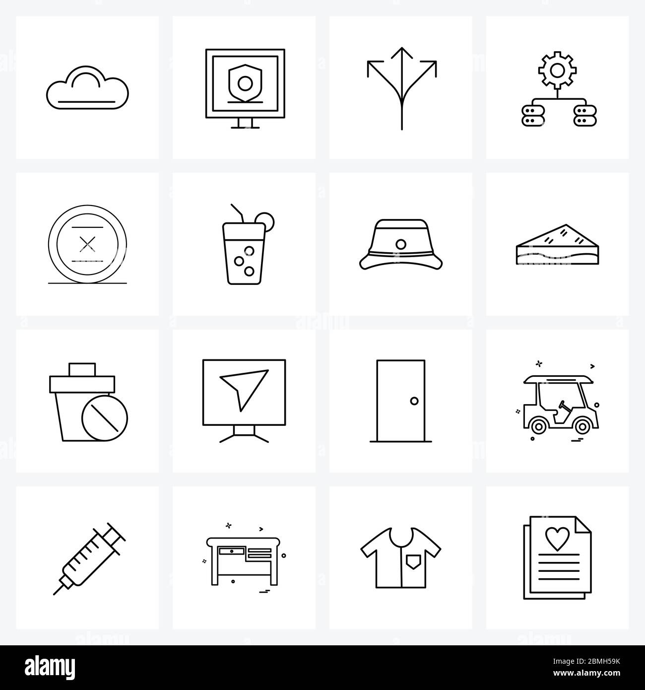 16 Universal Line Icon Pixel Perfect Symbols of basic, data network ...
