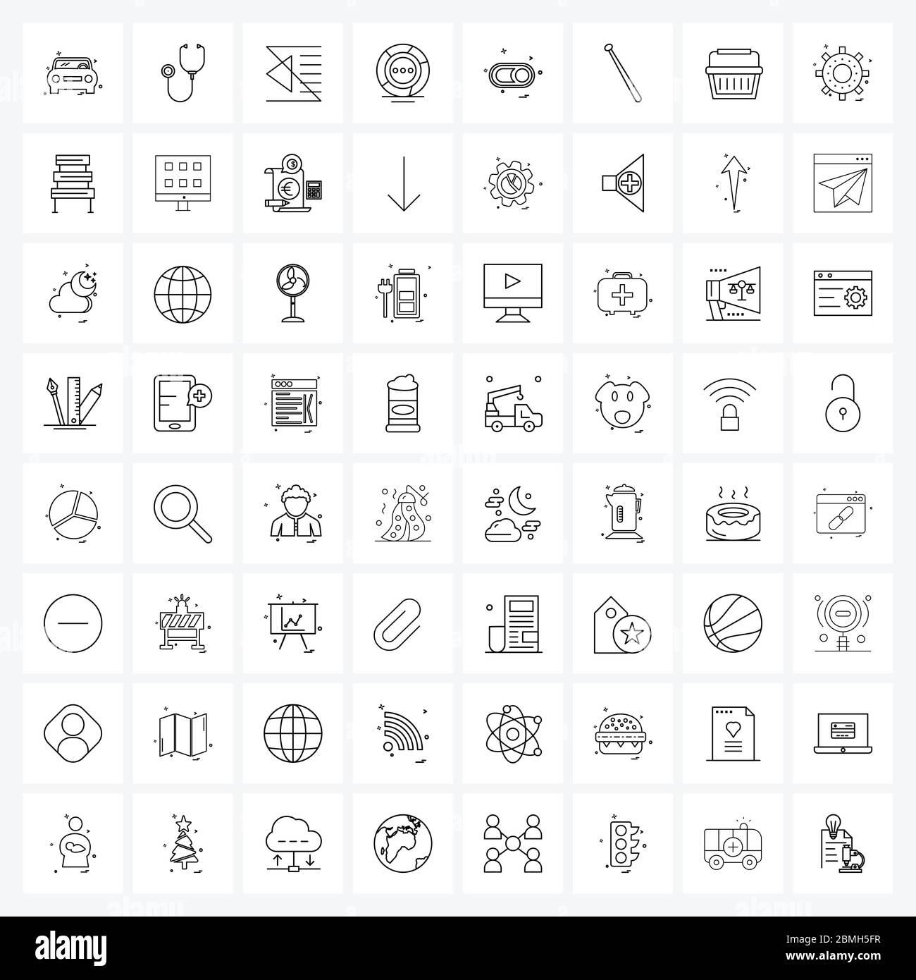 Set of 64 UI Icons and symbols for toggle button, ui, format, round ...