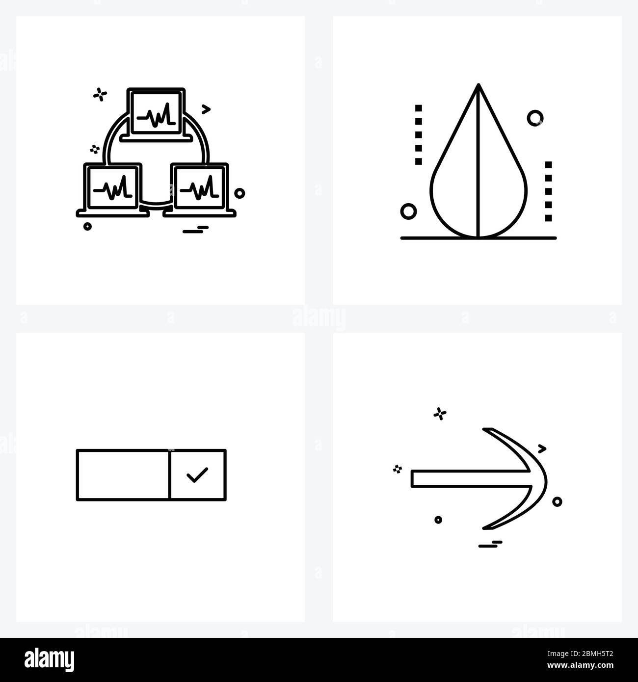 Isolated Symbols Set of 4 Simple Line Icons of computer, button, laptop ...