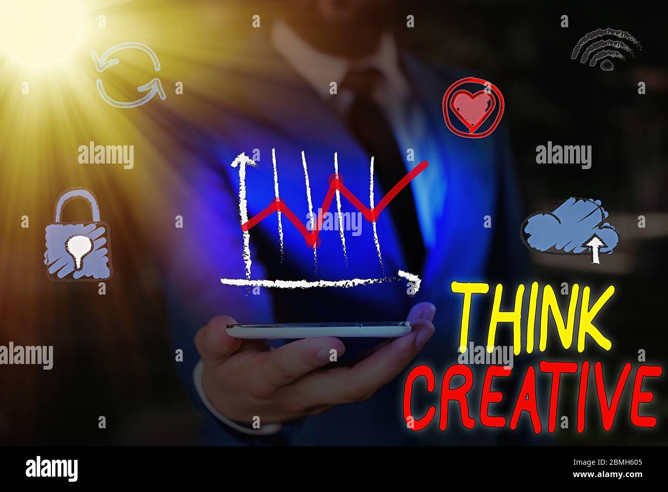 Text sign showing Think Creative. Business photo showcasing The ability ...