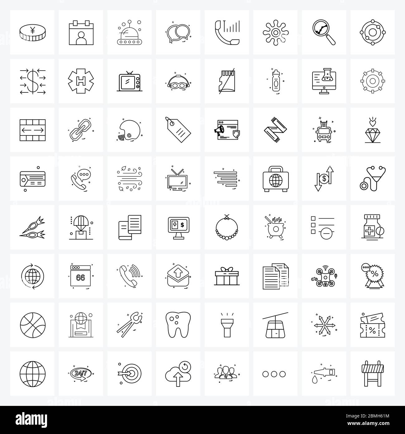 Stock Vector Icon Set of 64 Line Symbols for call, chat, user, chat ...