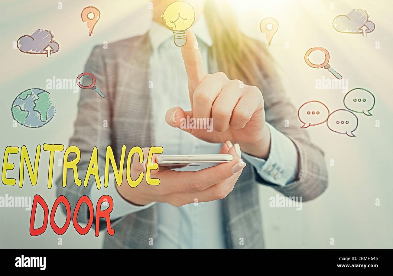 Writing note showing Entrance Door. Business concept for Way in Doorway ...