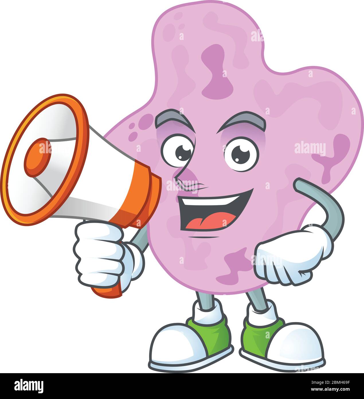 A picture of tetracoccus cartoon design style speaking on a megaphone ...