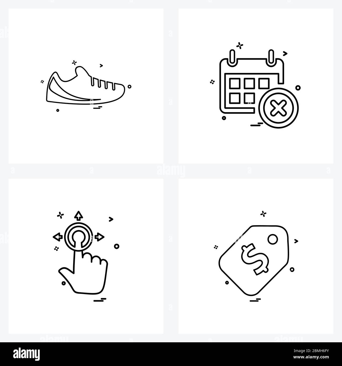 4 Editable Vector Line Icons and Modern Symbols of shoes, hand ...