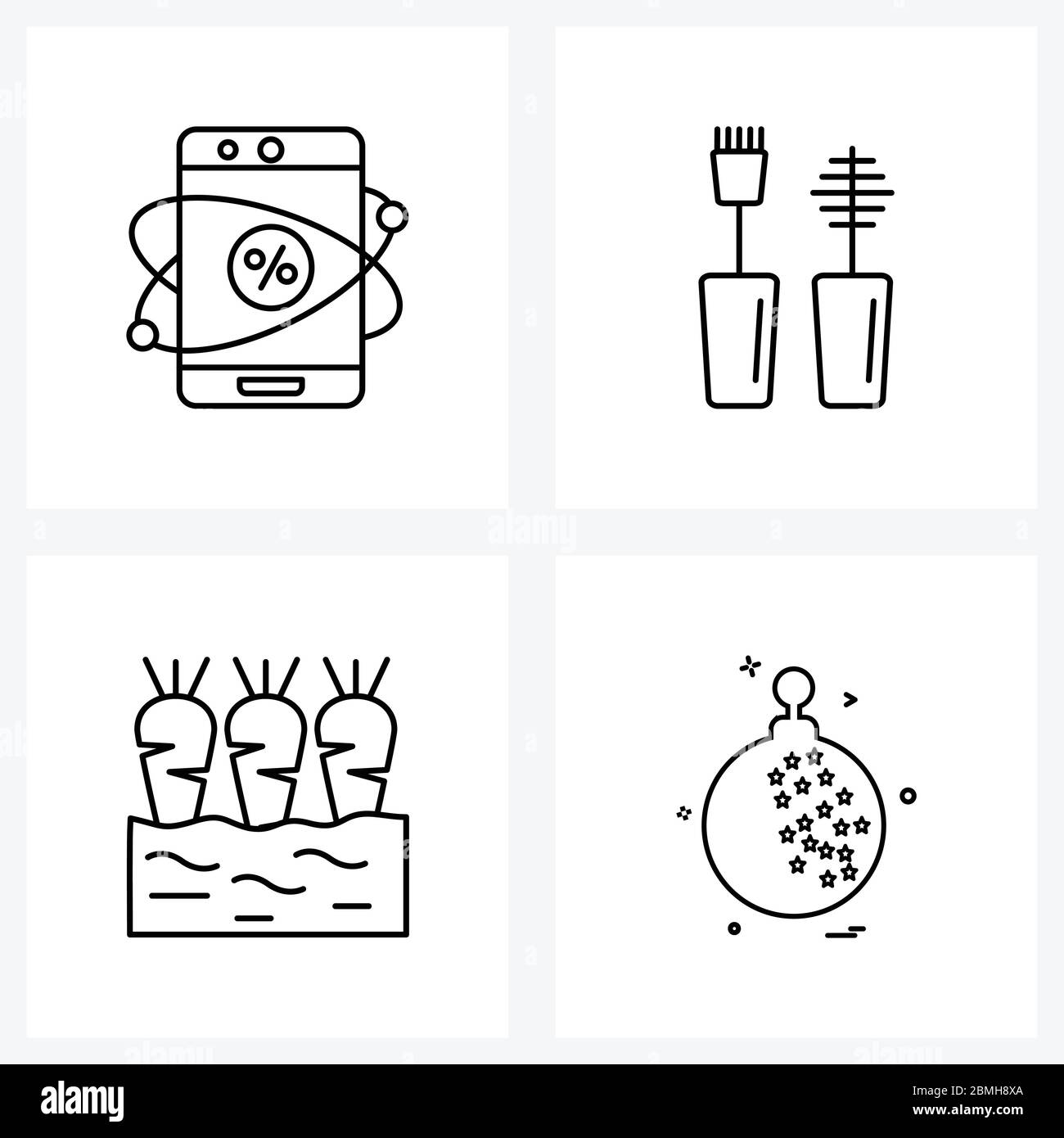 4 Universal Icons Pixel Perfect Symbols of percentage, vegetable, phone ...