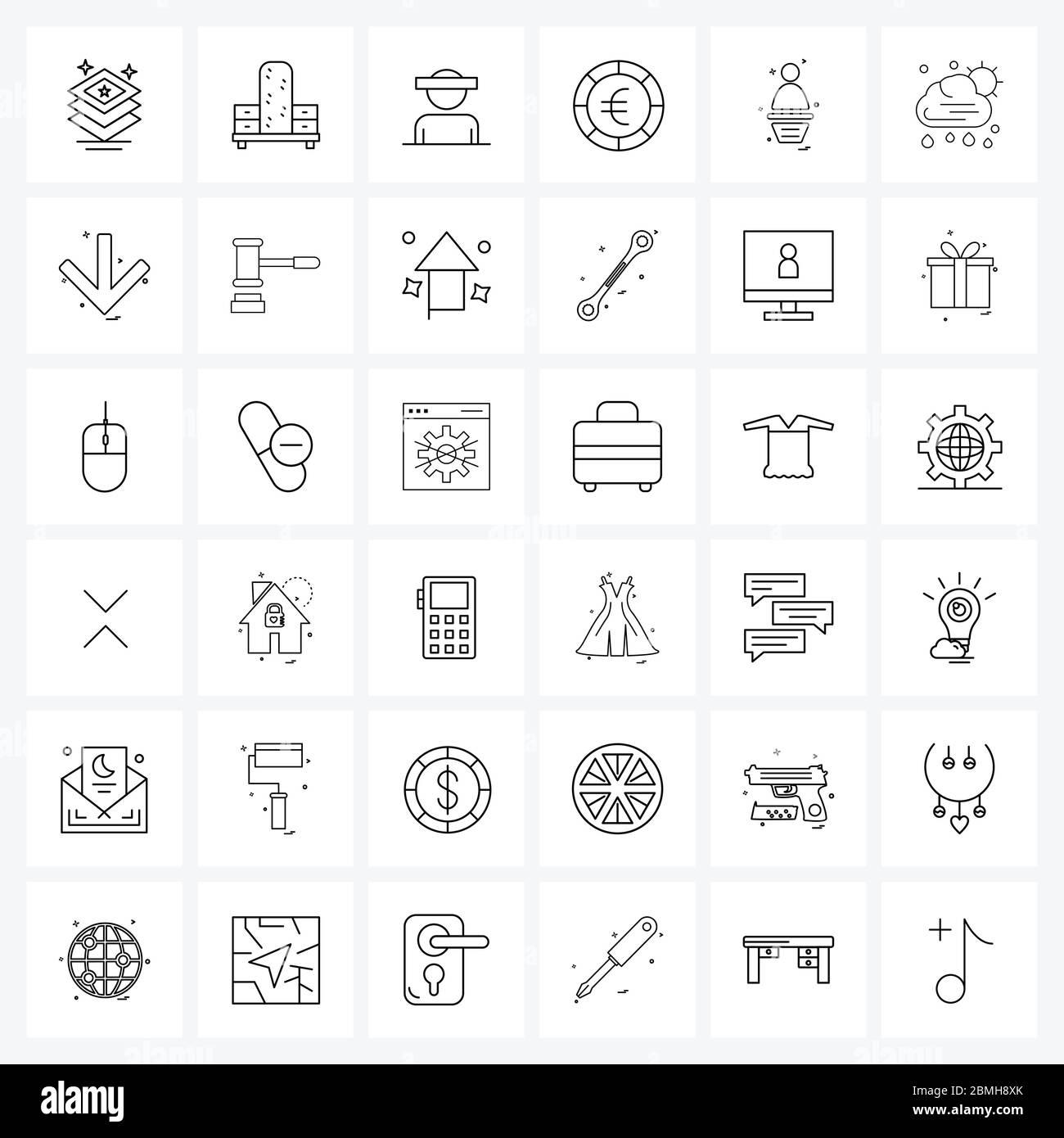 Set of 36 Modern Line Icons of profile, profile, avatar, saving, coin ...