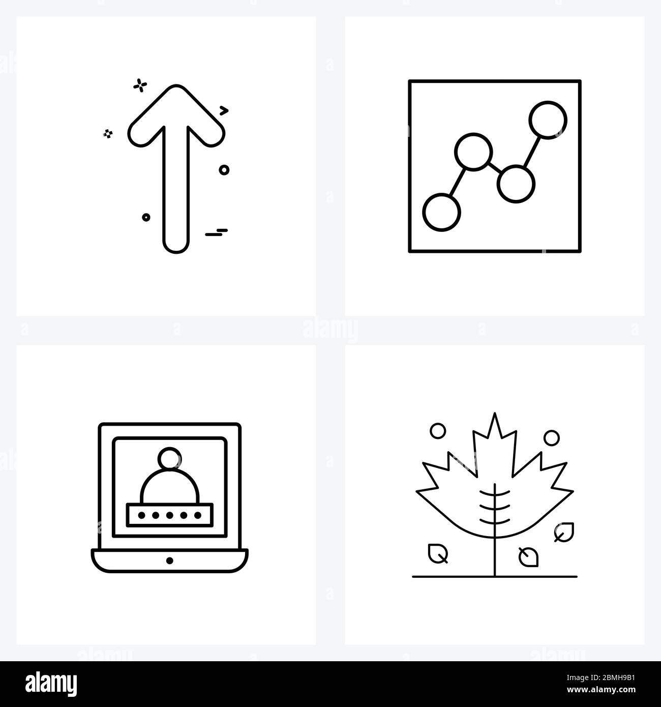 Line Icon Set of 4 Modern Symbols of row, management, up, chart ...