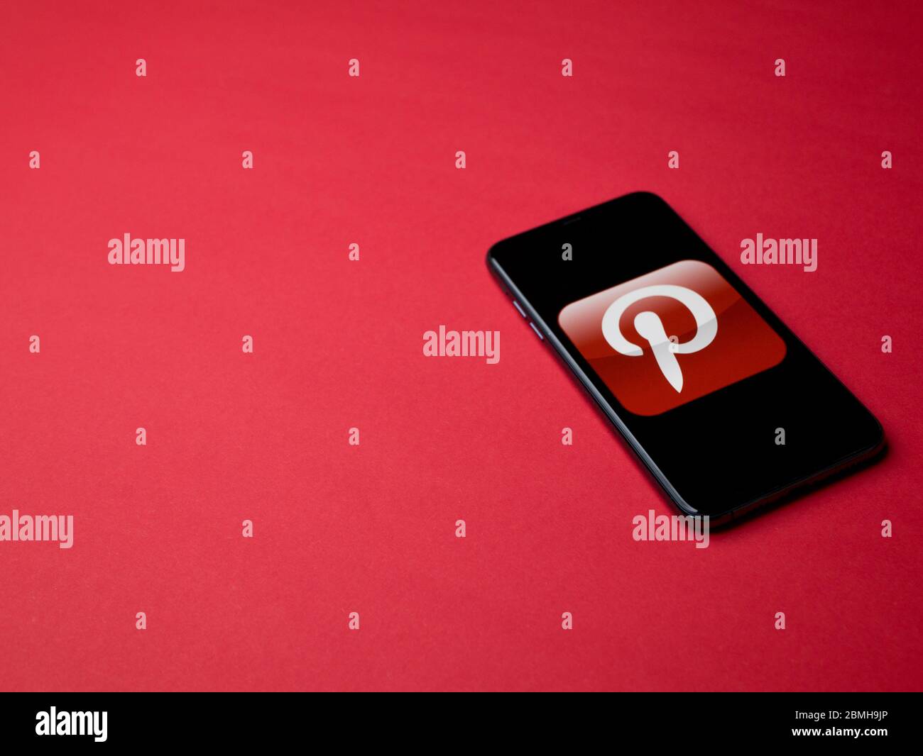 USA - May, 2020 Pinterest App on Iphone Display on colored background ...