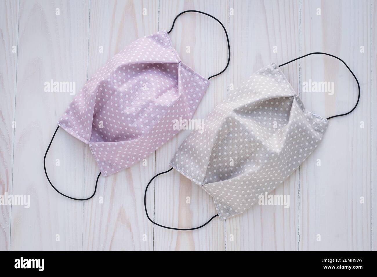 Two reusable handmade medical masks of fabric. Prevention from ...