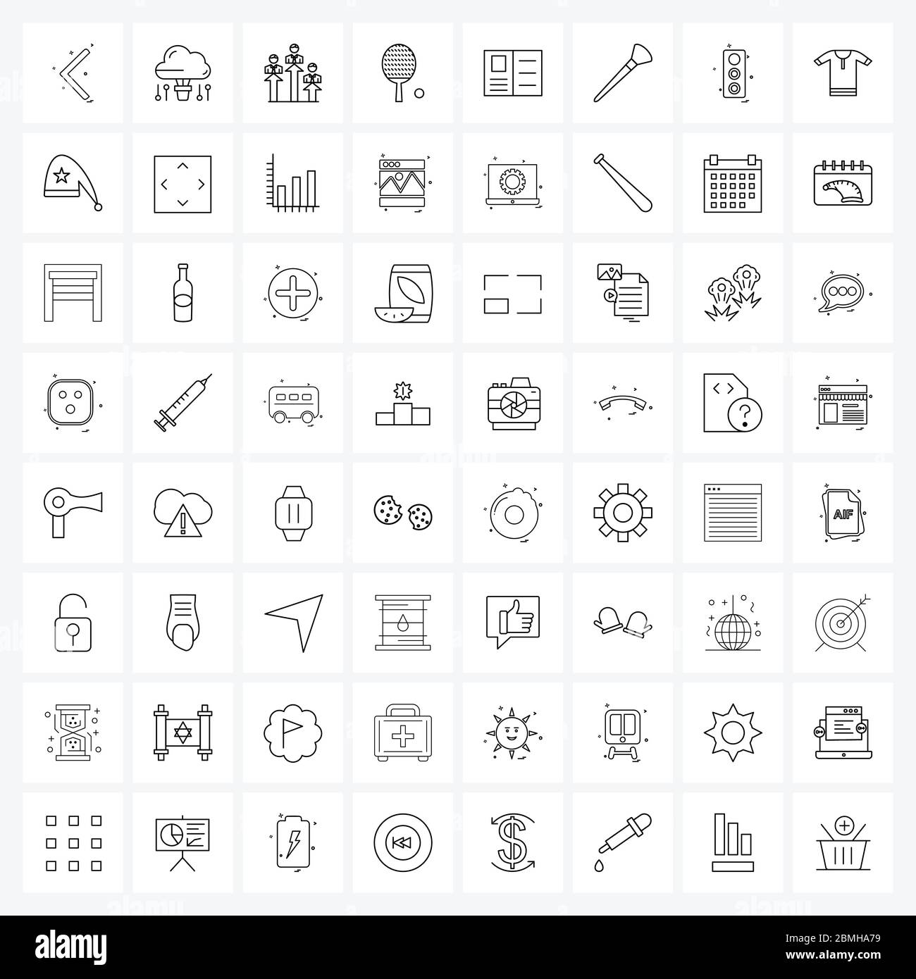 Line Icon Set of 64 Modern Symbols of pass id, passport, positions ...