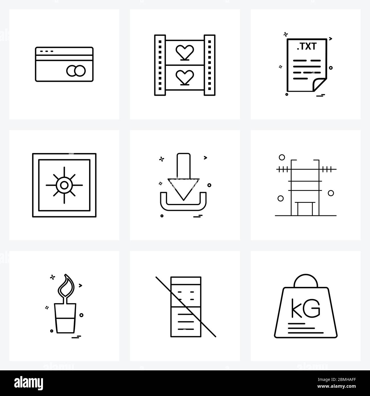 Simple Set of 9 Line Icons such as protection, locker, file, text ...