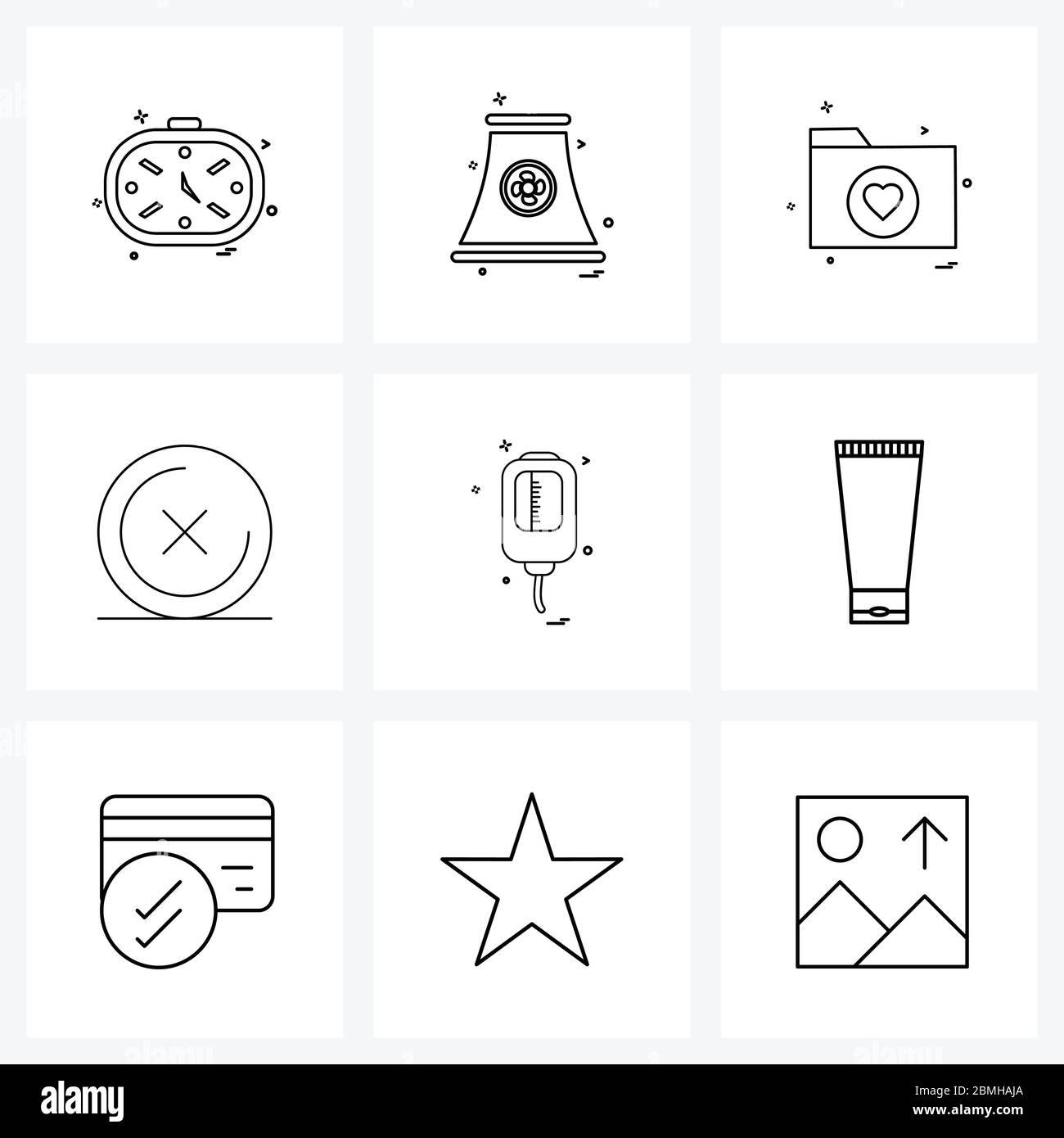 Simple Set of 9 Line Icons such as exit, close, industrial, app ...
