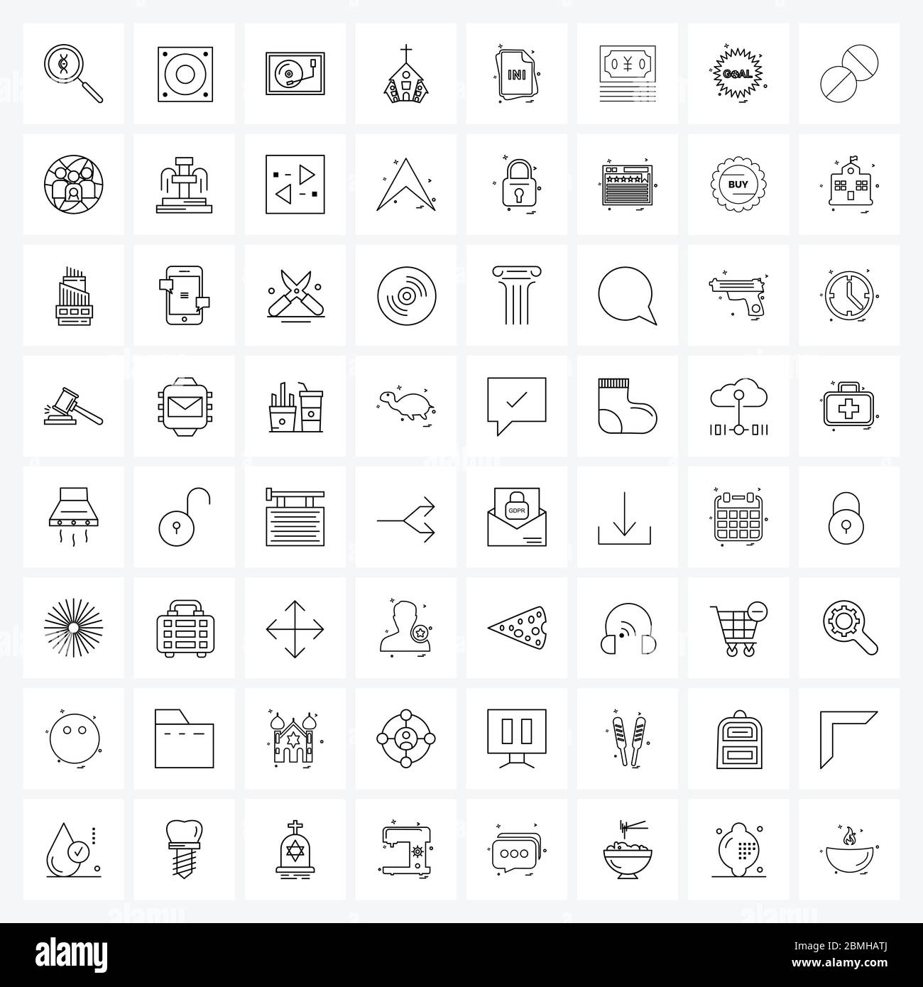 Modern Vector Line Illustration Of 64 Simple Line Icons Of Ink File