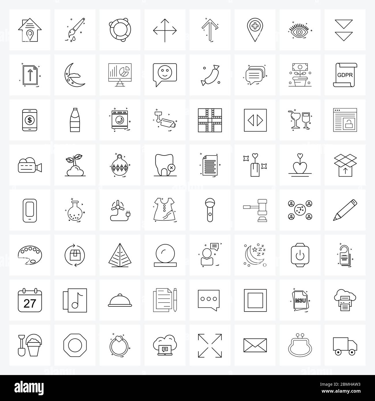 Set of 64 Simple Line Icons of up, arrows, tube, arrow, arrow Vector ...