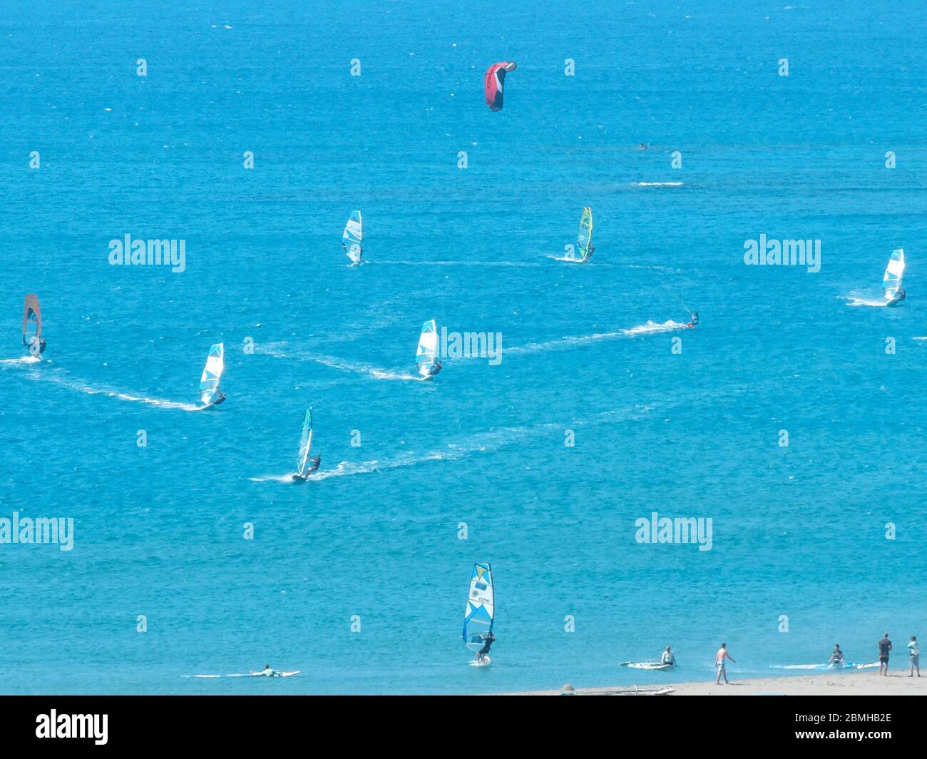 Windsurfing in Greece, Prasonisi Beach, where two seas meet: the Aegean ...