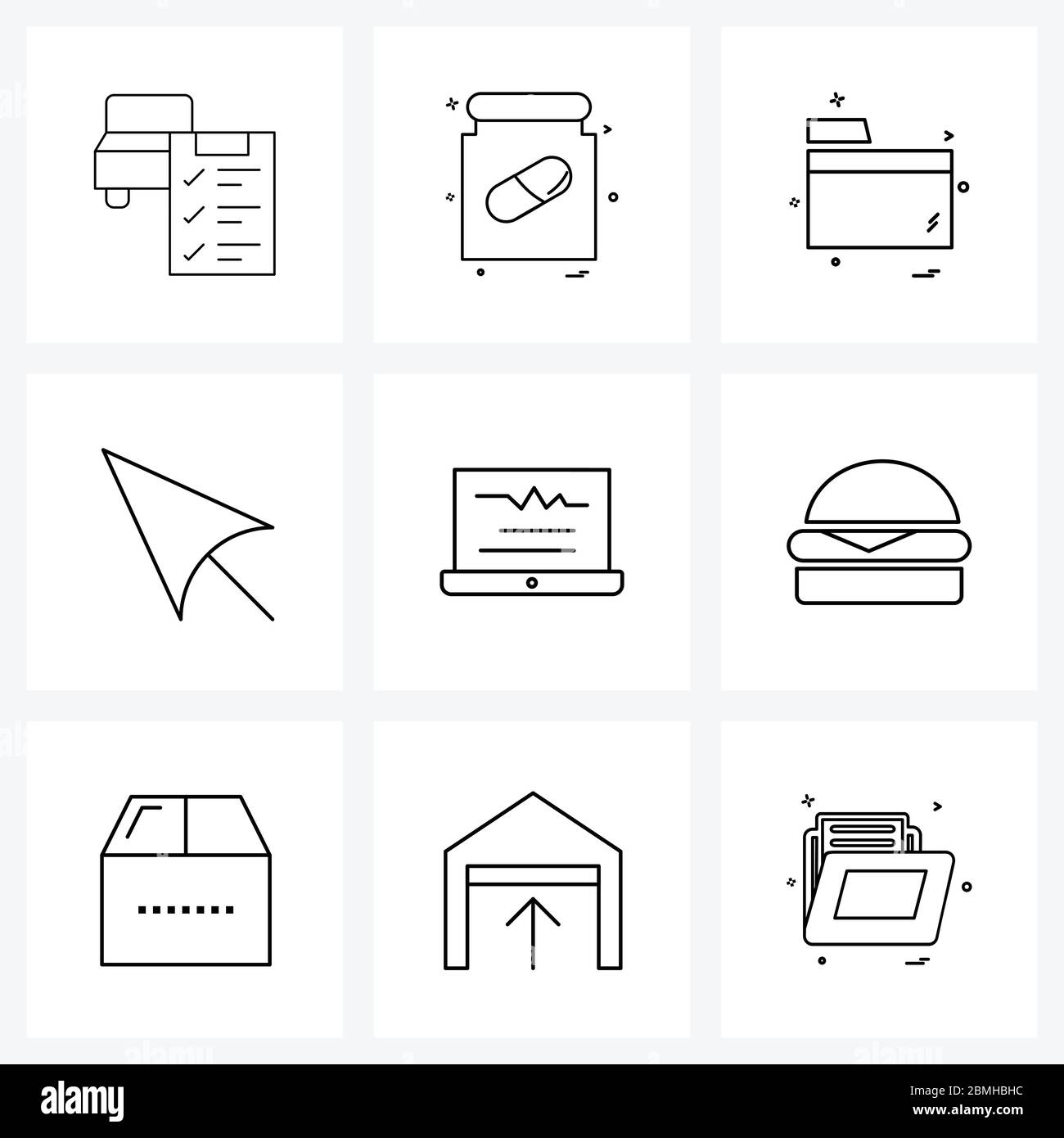 9 Universal Line Icon Pixel Perfect Symbols of pointer, cursor, tablets ...