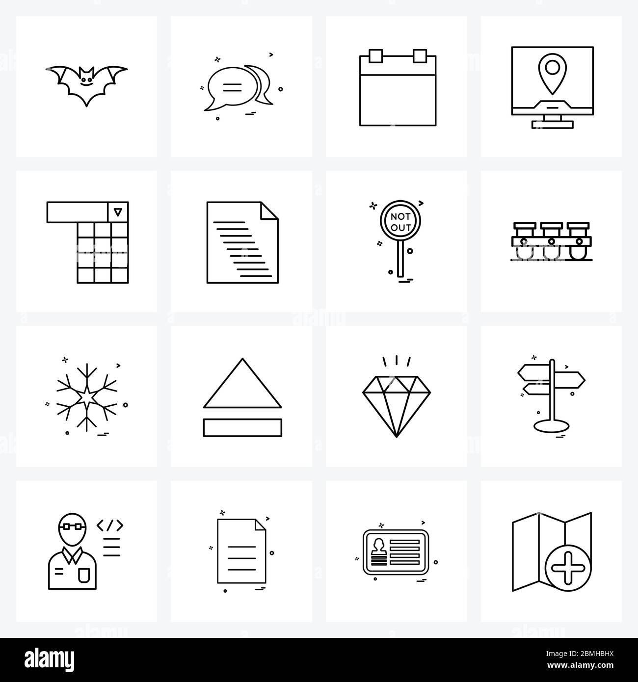 Stock Vector Icon Set of 16 Line Symbols for date, calendar, calendar ...