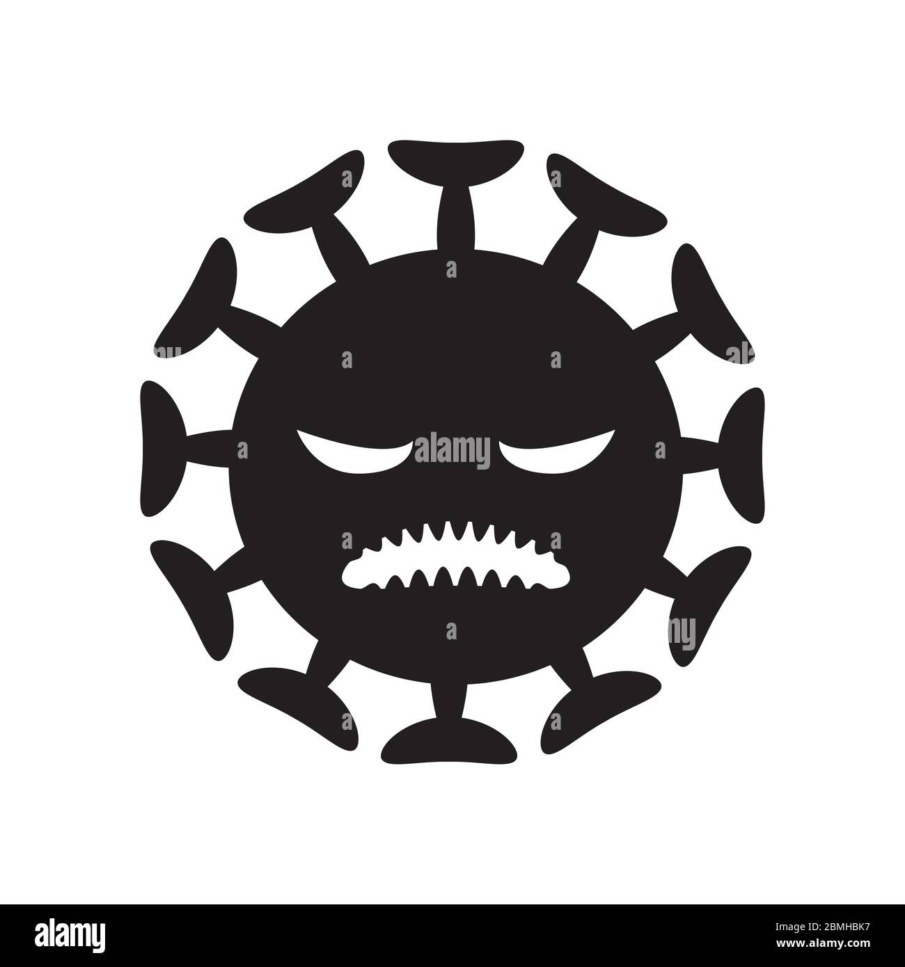 Biological virus cartoon silhouette on a white isolated background ...