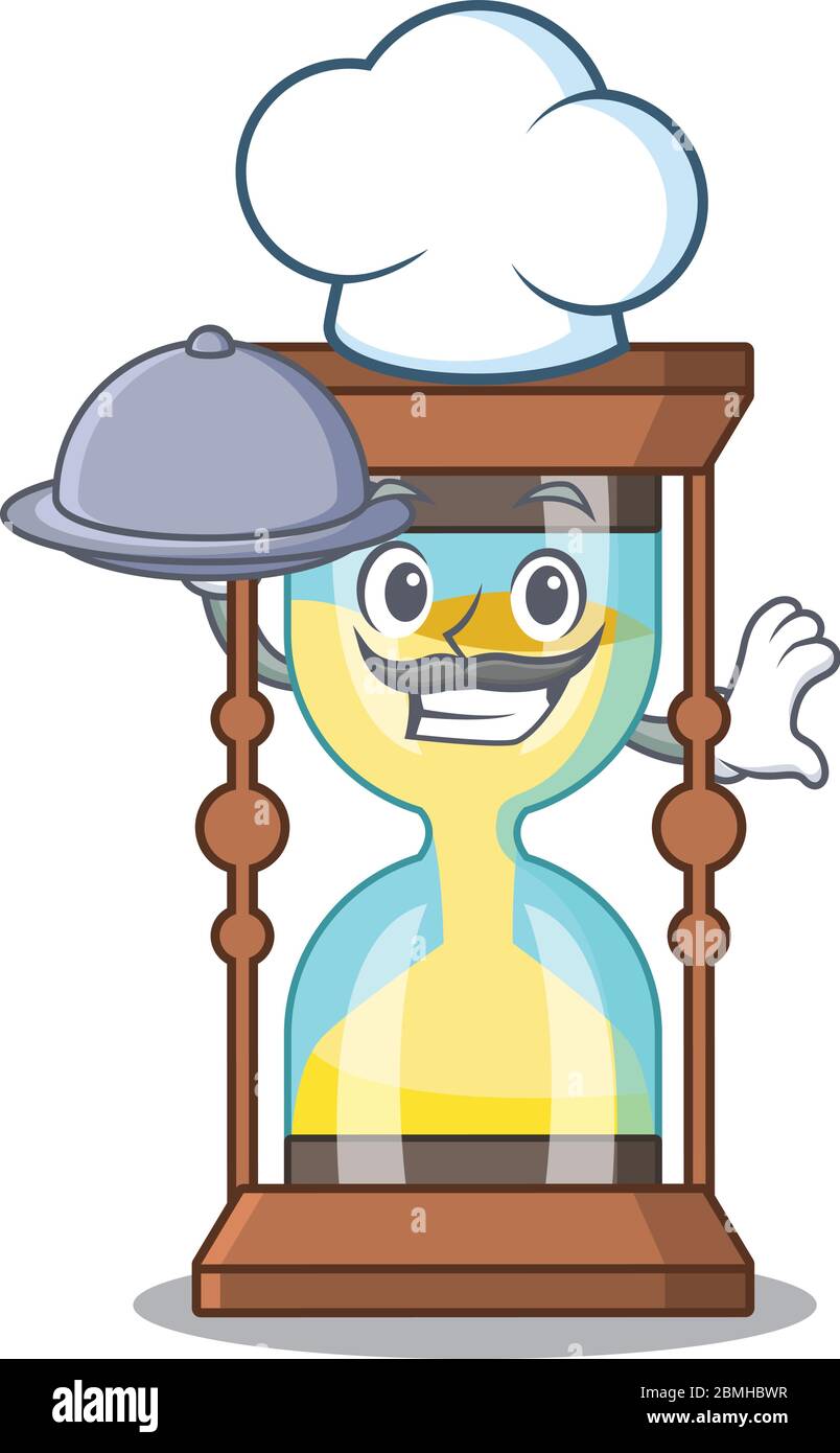 Chronometer chef cartoon character serving food on tray Stock Vector ...
