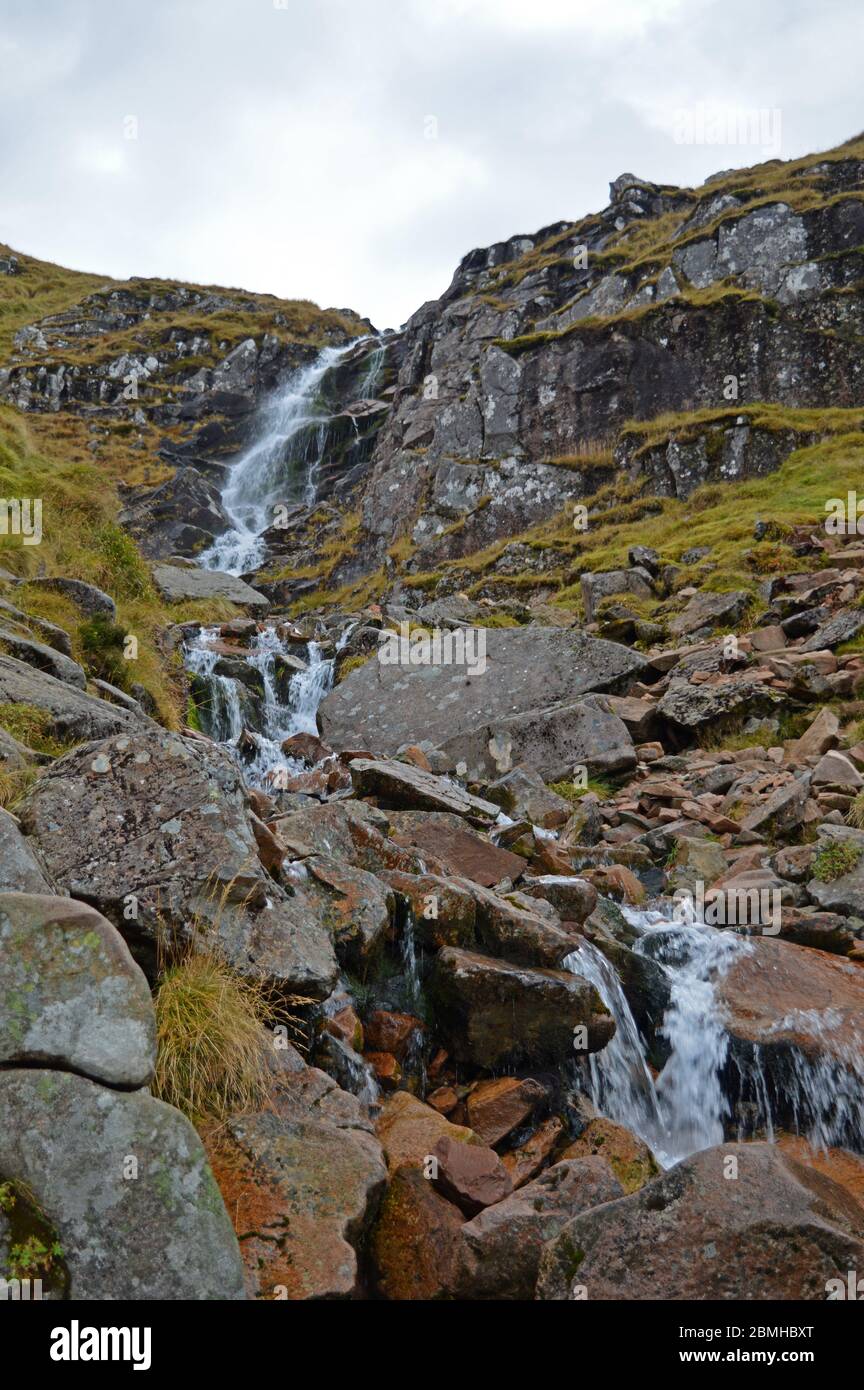 Waterfall on Ben Nevis tourist path Stock Photo - Alamy