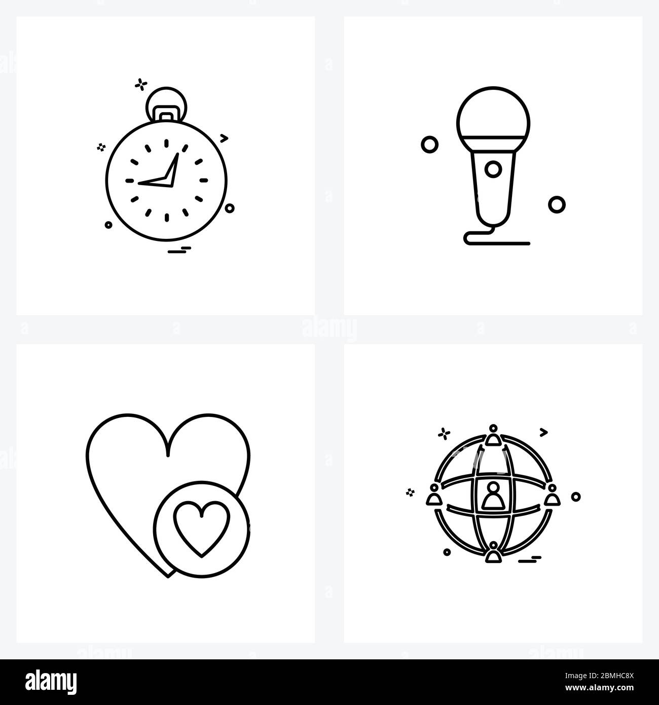4 Universal Icons Pixel Perfect Symbols of stopwatch, love, microphone ...